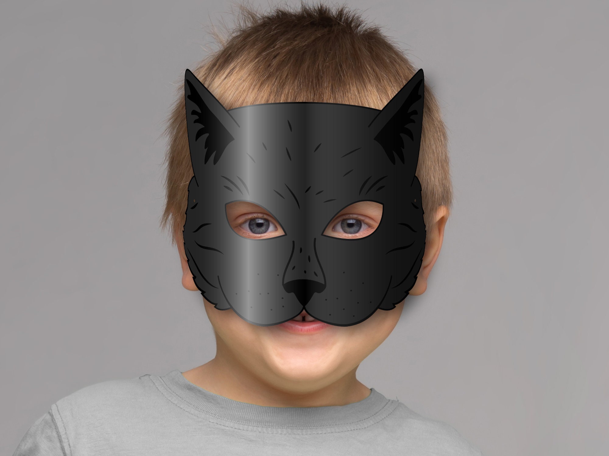Cat Mask Printable, Paper DIY for Kids and Adults. PDF Template ...