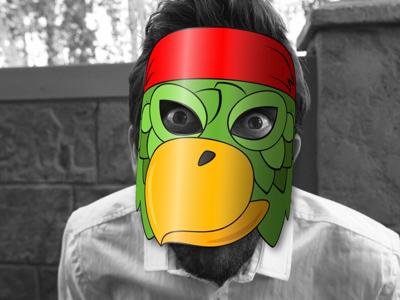 Pirate's Parrot Mask Printable Paper DIY for Kids and - Etsy
