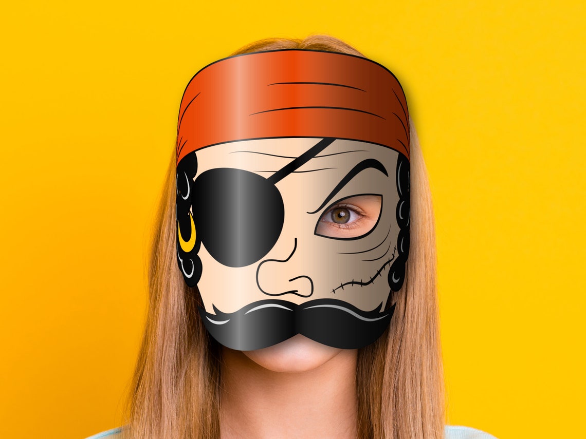 One-eyed Pirate Mask Printable, Paper DIY for Kids and Adults. PDF ...