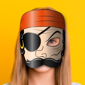 One-eyed Pirate Mask Printable, Paper DIY for Kids and Adults. PDF ...