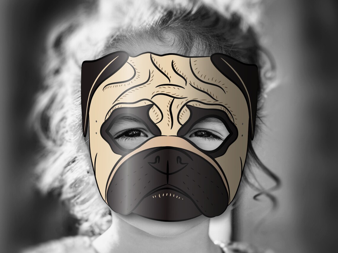 Pug Mask Printable Paper DIY for Kids and Adults. PDF - Etsy
