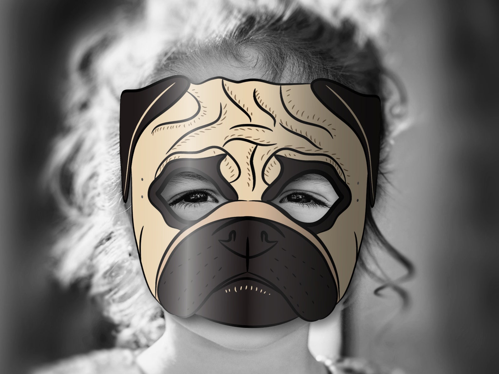 Pug Mask Printable Paper DIY for Kids and Adults. PDF - Etsy