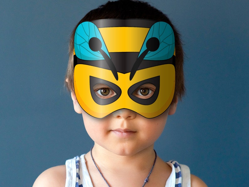 Bee Mask Printable, Paper DIY for Kids and Adults. PDF Template ...