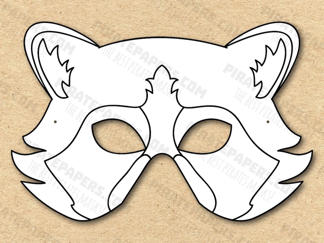 Raccoon Mask Printable Coloring, Paper DIY for Kids and Adults. PDF ...