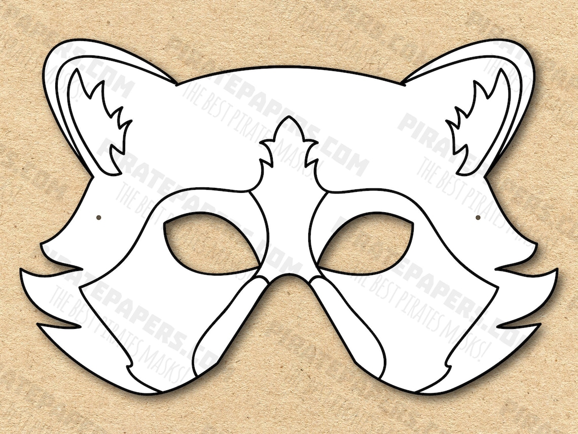 Raccoon Mask Printable Coloring, Paper DIY for Kids and Adults. PDF ...