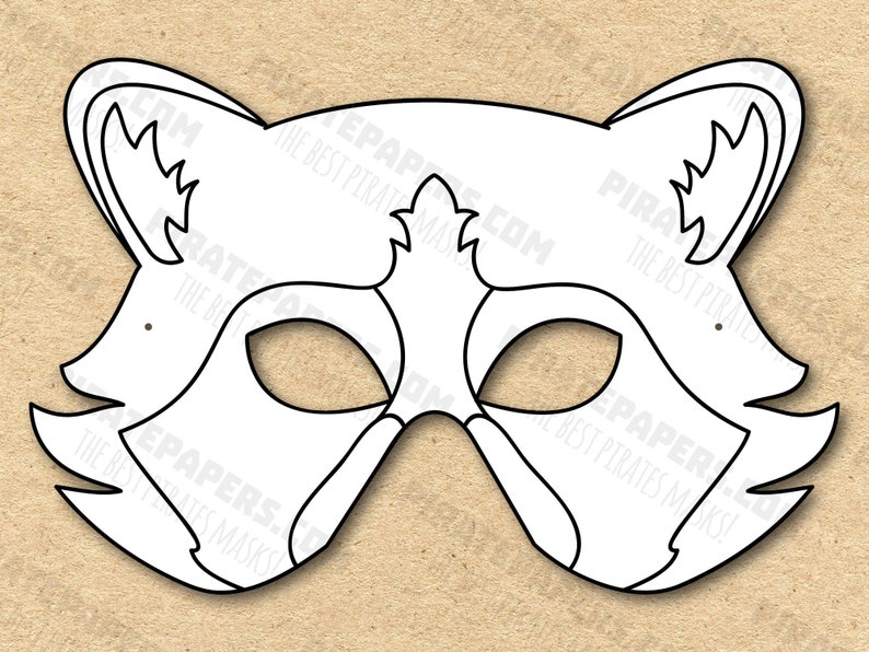 Raccoon Mask Printable Coloring, Paper DIY for Kids and Adults. PDF ...