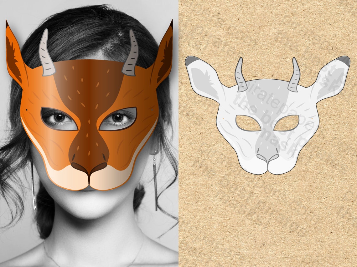 Antelope Masks Printable Color Coloring Paper DIY for Kids - Etsy
