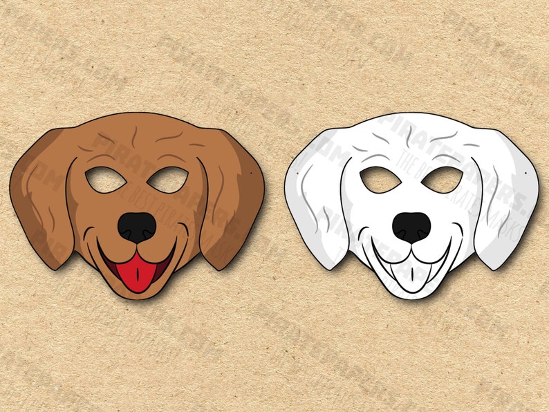 Dog Retriever Masks Printable Color + Coloring Breed, Paper DIY for ...