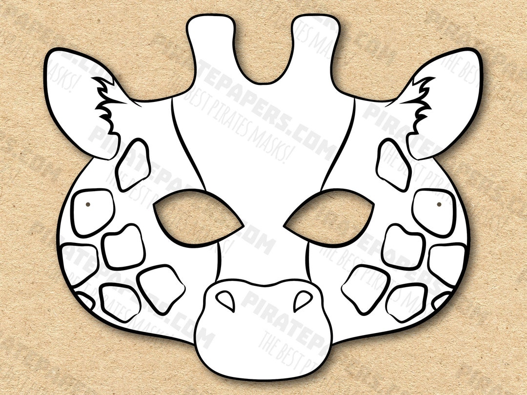 Giraffe Mask Printable Coloring, Paper DIY for Kids and Adults. PDF ...