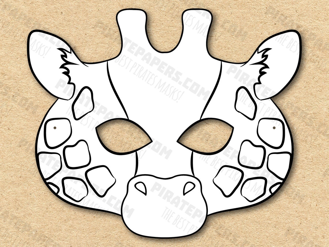 African Animals Masks Printable Coloring, Elephant, Giraffe, Hippo ...
