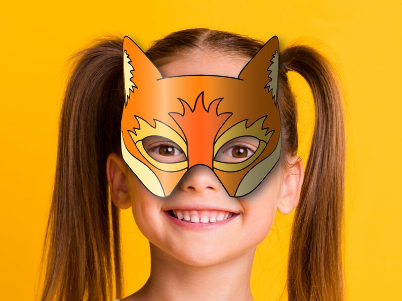 Fox Masks Printable Color Coloring, Paper DIY for Kids and Adults. PDF ...
