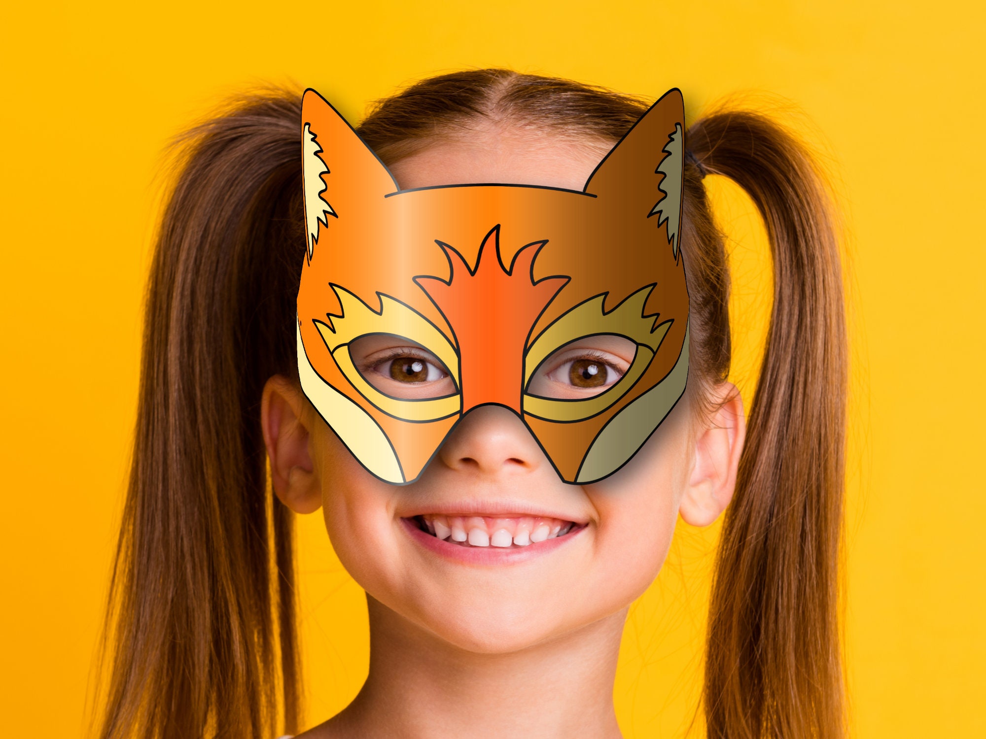 Fox Mask Printable, Paper DIY for Kids and Adults. PDF Template ...