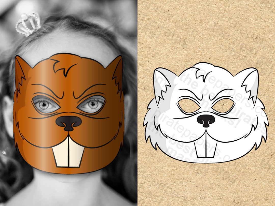 Beaver Masks Printable Color Coloring Paper DIY for Kids - Etsy