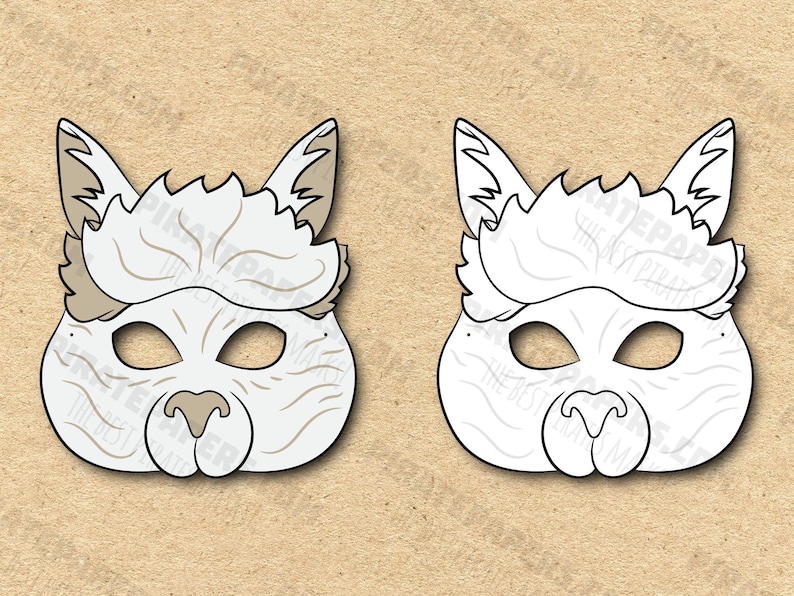 Alpaca Masks Printable Color + Coloring, Paper DIY for Kids and Adults ...