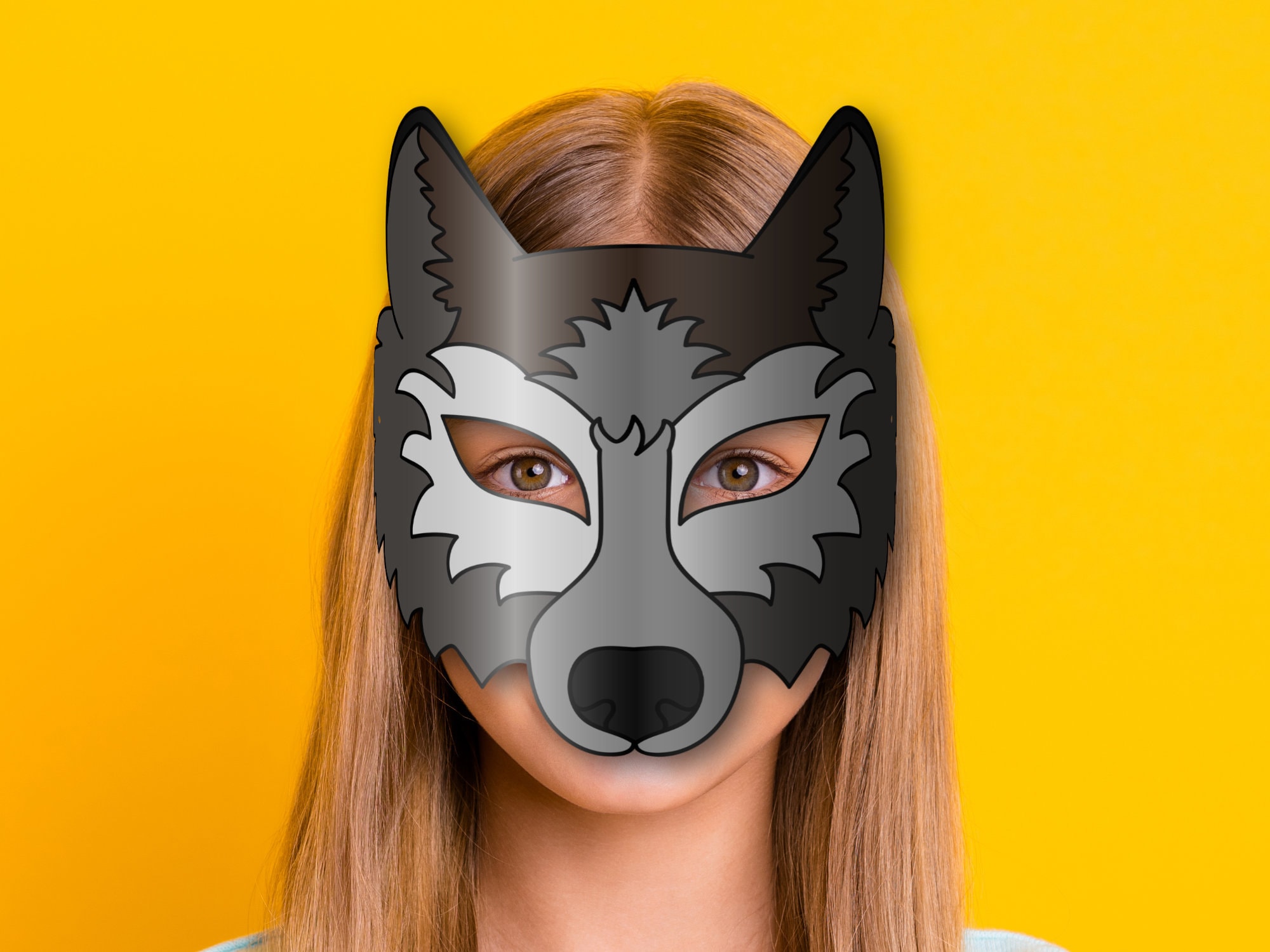 Wolf Mask Printable Wolf Costume Animal Mask Grey Wolf Masks Kids Mask ...