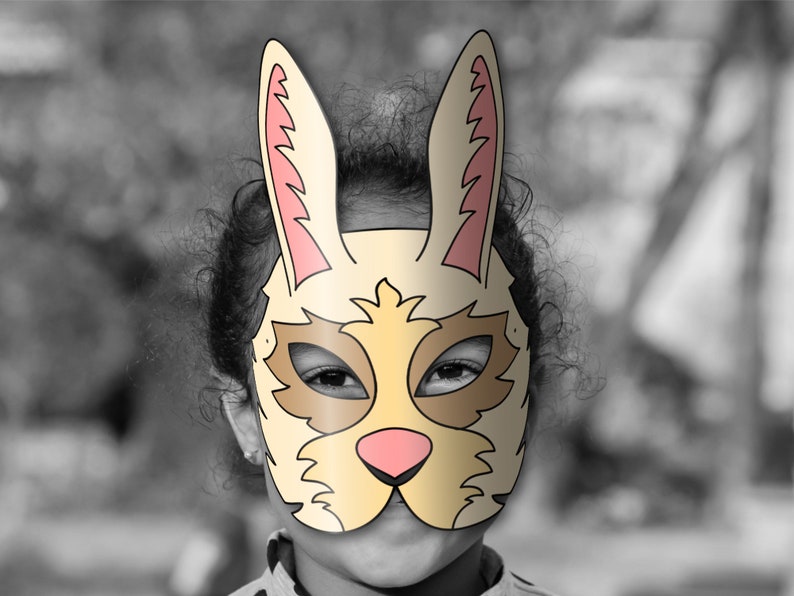 Bunny Masks Printable Color Coloring Paper DIY for Kids and - Etsy