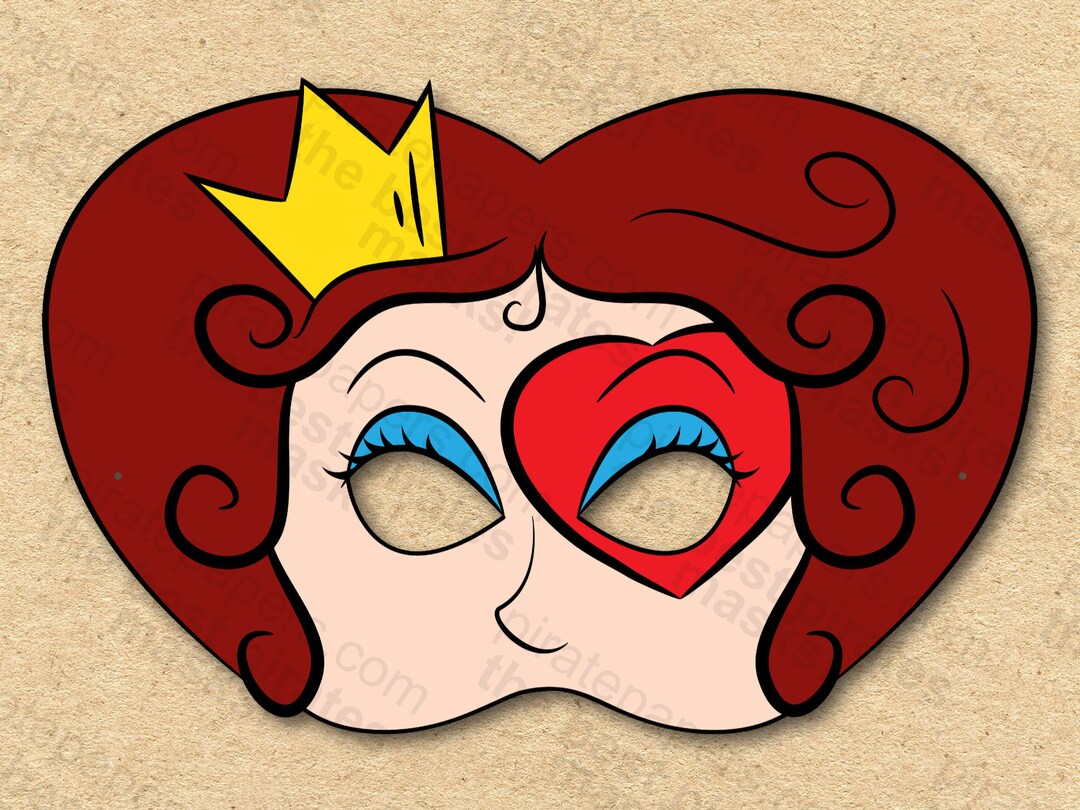Queen of Hearts Mask Printable alice in Wonderland Paper - Etsy