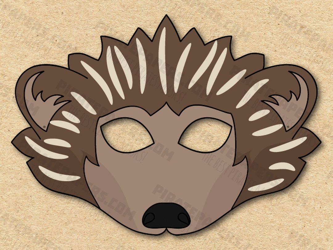 Hedgehog #2 Mask Printable, Paper DIY for Kids and Adults. PDF Template ...