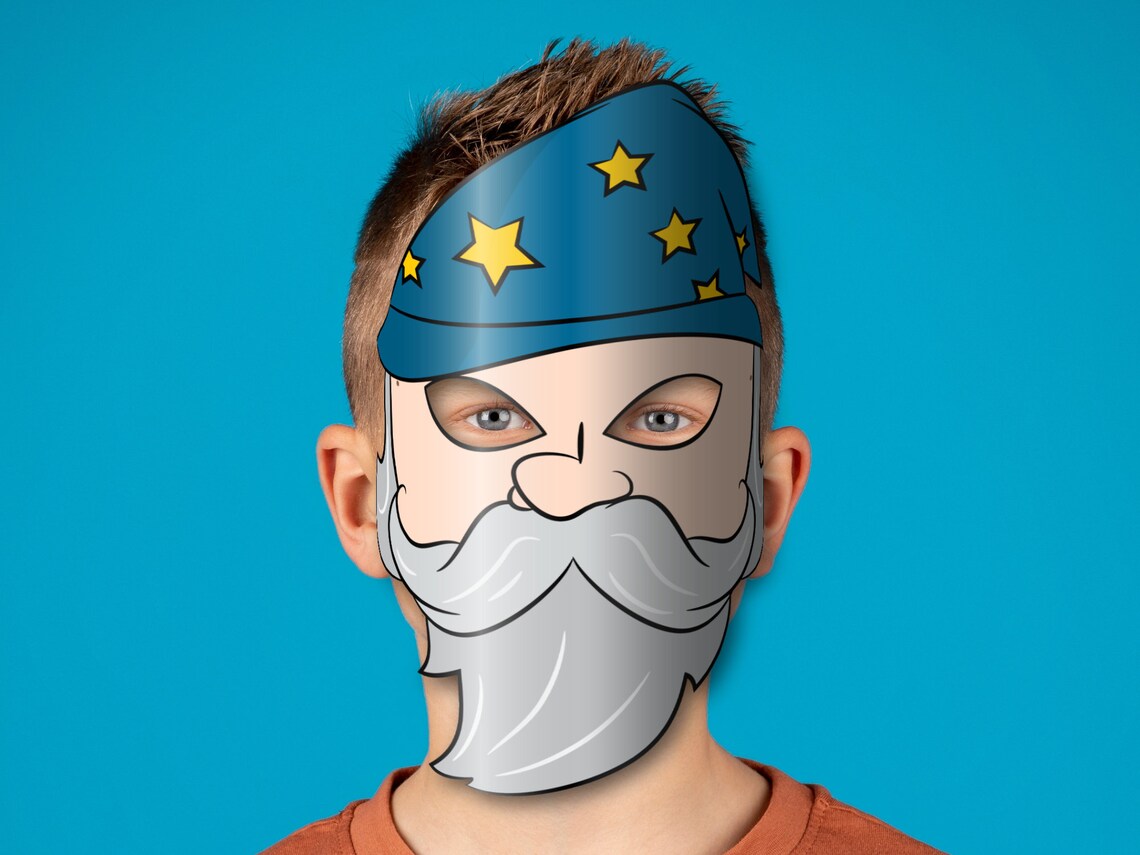 Wizard Mask Printable, Paper DIY for Kids and Adults. PDF Template ...
