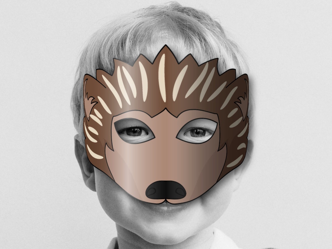 Hedgehog 2 Mask Printable Paper DIY for Kids and Adults. PDF - Etsy