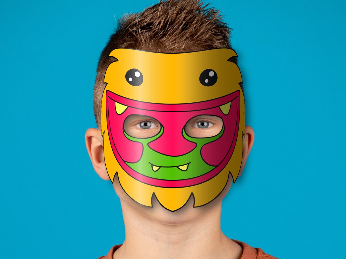 Monster 5 Mask Printable, Paper DIY for Kids and Adults. PDF Template ...