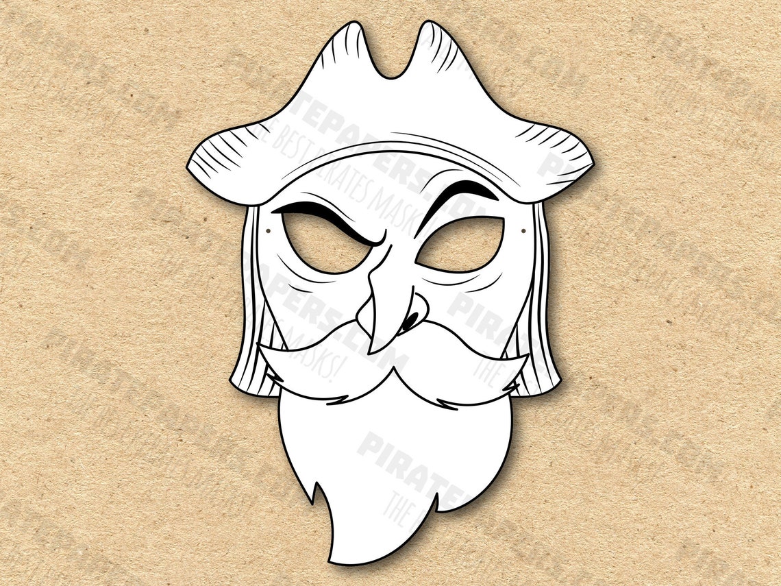 Pirates Masks Printable Coloring, One Eyed Pirate, Parrot, Pirate Girl ...