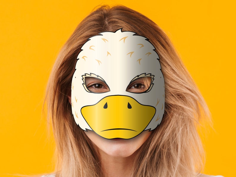 Duck Mask Printable, Paper DIY for Kids and Adults. PDF Template ...