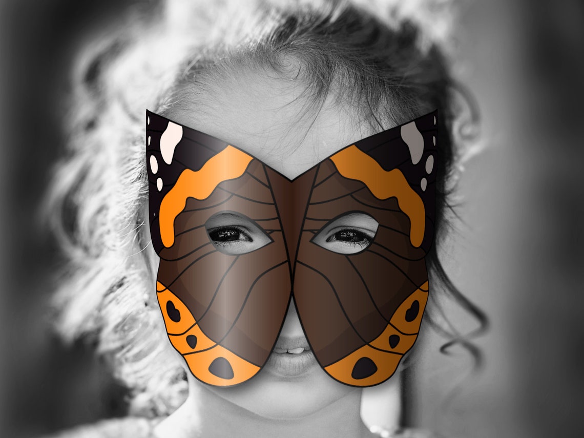 Butterfly Mask Printable Red Admiral Paper DIY for Kids and - Etsy