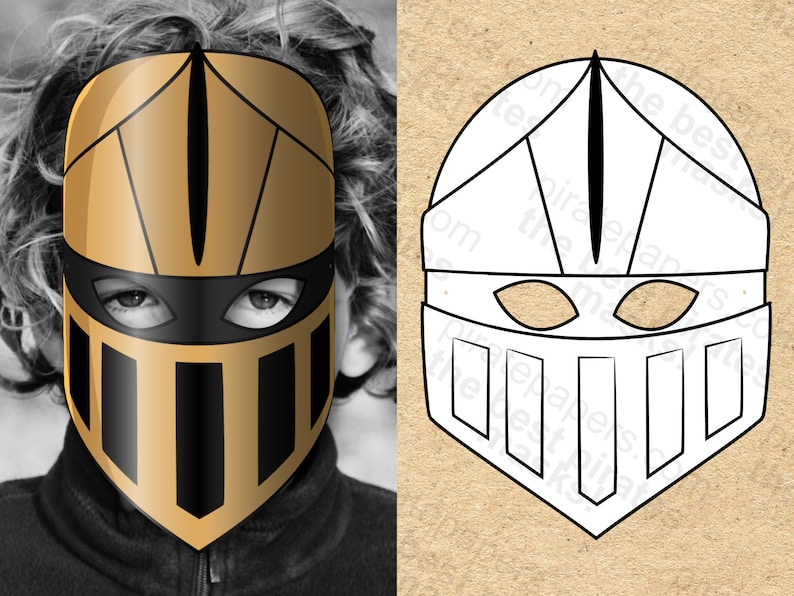 Knight Masks Printable Color Coloring Paper DIY for Kids - Etsy