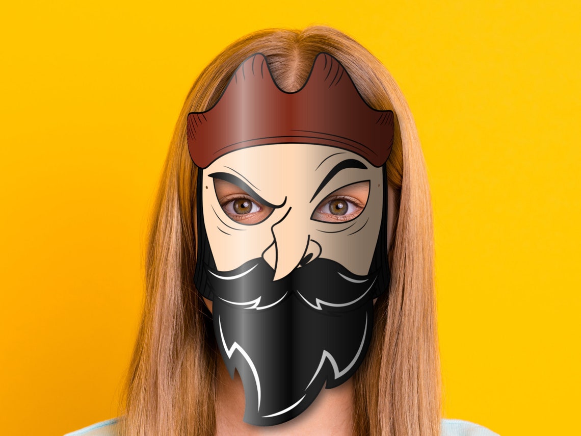 Pirate Blackbeard Mask Printable, Paper DIY for Kids and Adults. PDF ...