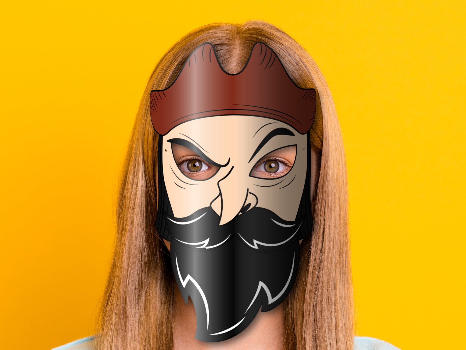 Pirate Blackbeard Mask Printable, Paper DIY for Kids and Adults. PDF ...