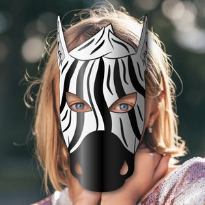 Zebra Mask Printable, Paper DIY for Kids and Adults. PDF Template ...