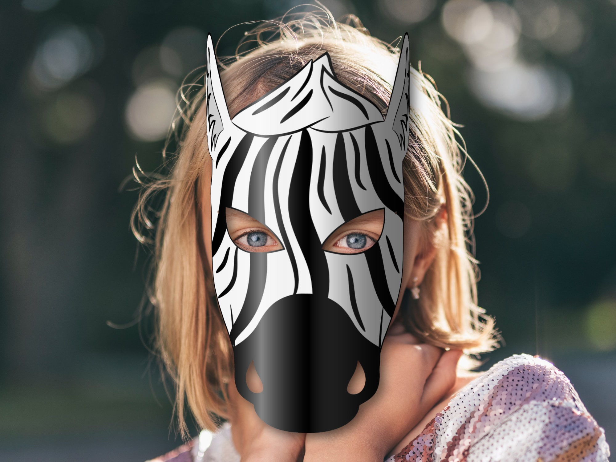 Zebra Mask Printable, Paper DIY for Kids and Adults. PDF Template ...