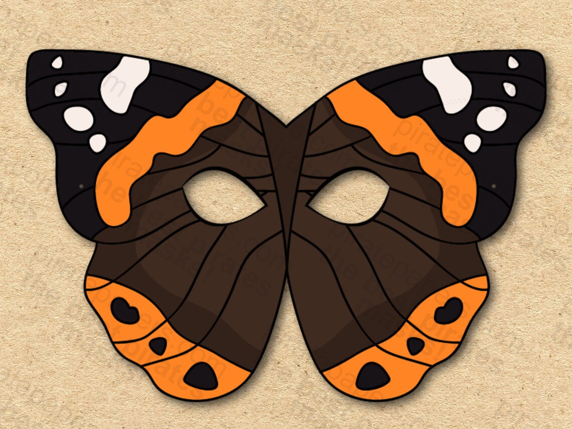 Butterfly Mask Printable Red Admiral Paper DIY for Kids and - Etsy