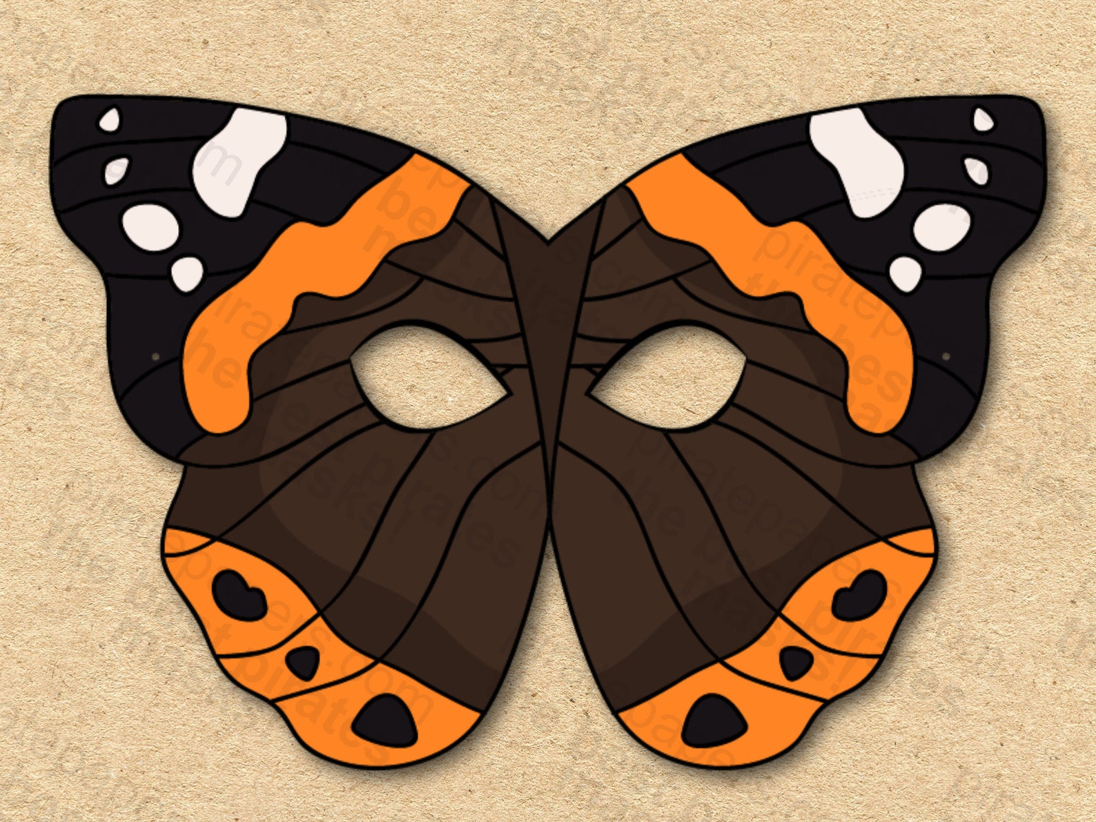Butterfly Mask Printable Red Admiral Paper DIY for Kids and - Etsy