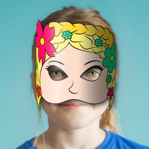 Rapunzel Mask Printable, Paper DIY for Kids and Adults. PDF Template ...