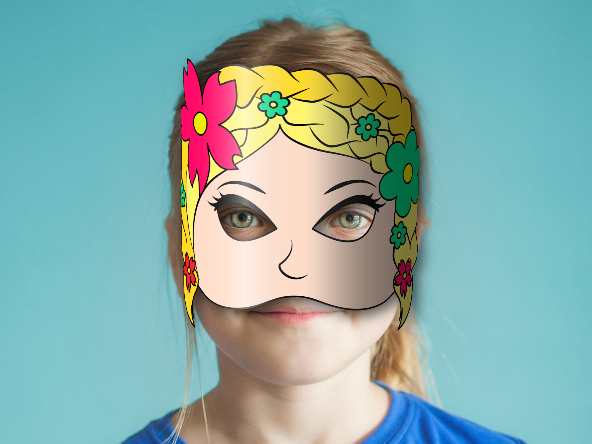 Rapunzel Mask Printable, Paper DIY for Kids and Adults. PDF Template ...