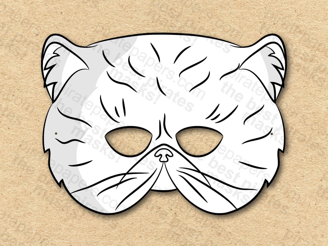 Cat Persian Mask Printable Coloring Breed Paper DIY for Kids - Etsy