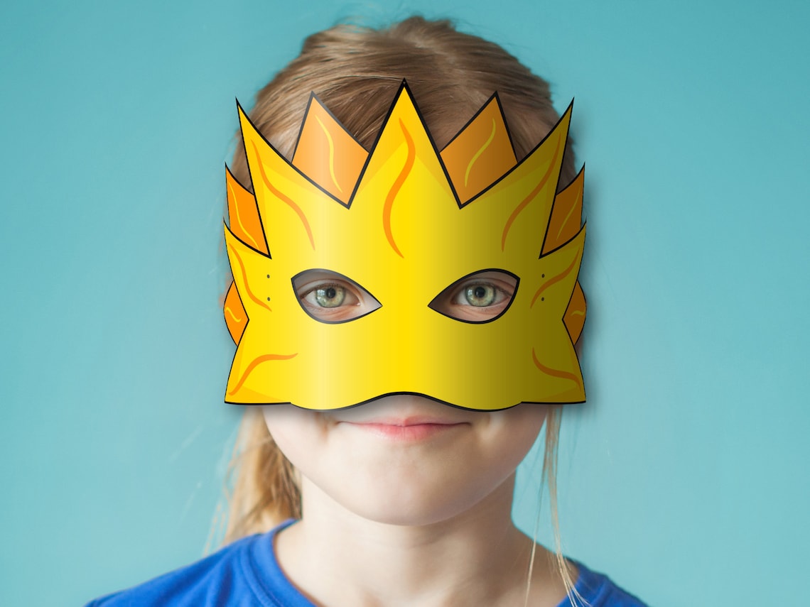 Sun Mask Printable, Paper DIY for Kids and Adults. PDF Template ...