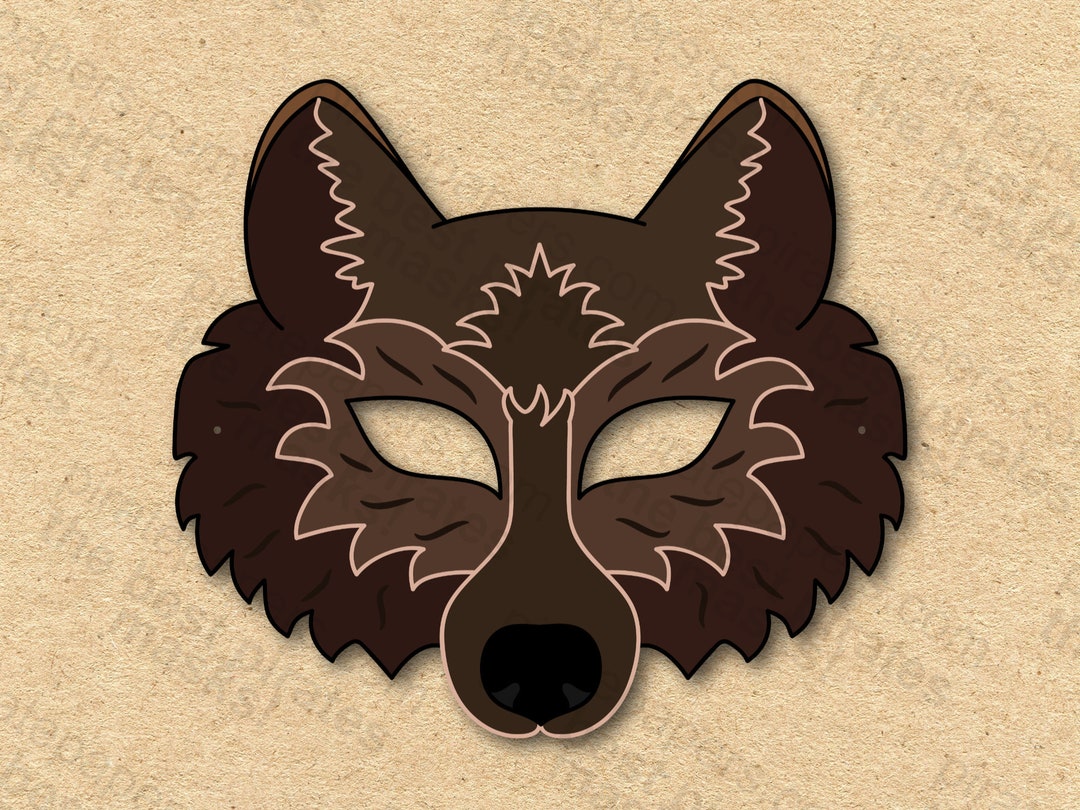 Brown Wolf Mask Printable Paper DIY for Kids and Adults. PDF - Etsy