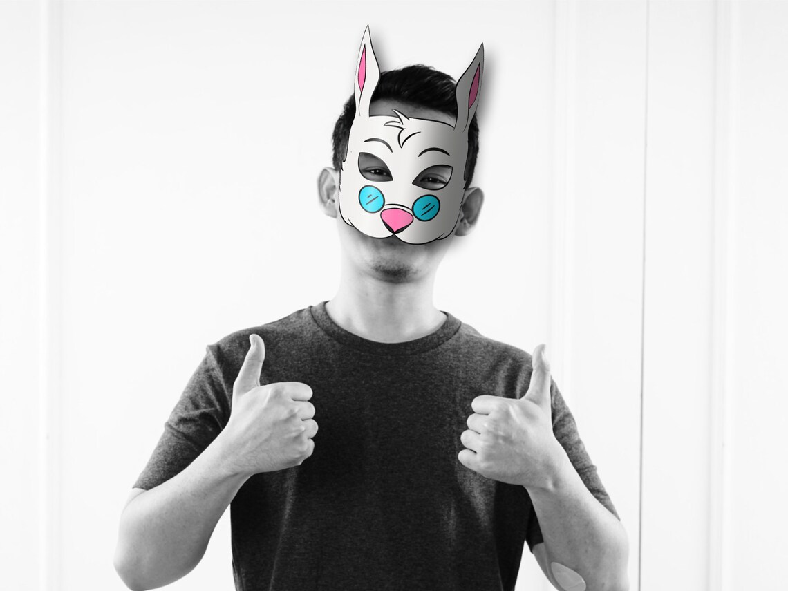 White Rabbit Mask Printable alice in Wonderland Paper DIY - Etsy