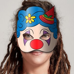Сircus Clown #2 Printable Mask, Paper DIY for Kids and Adults. PDF ...