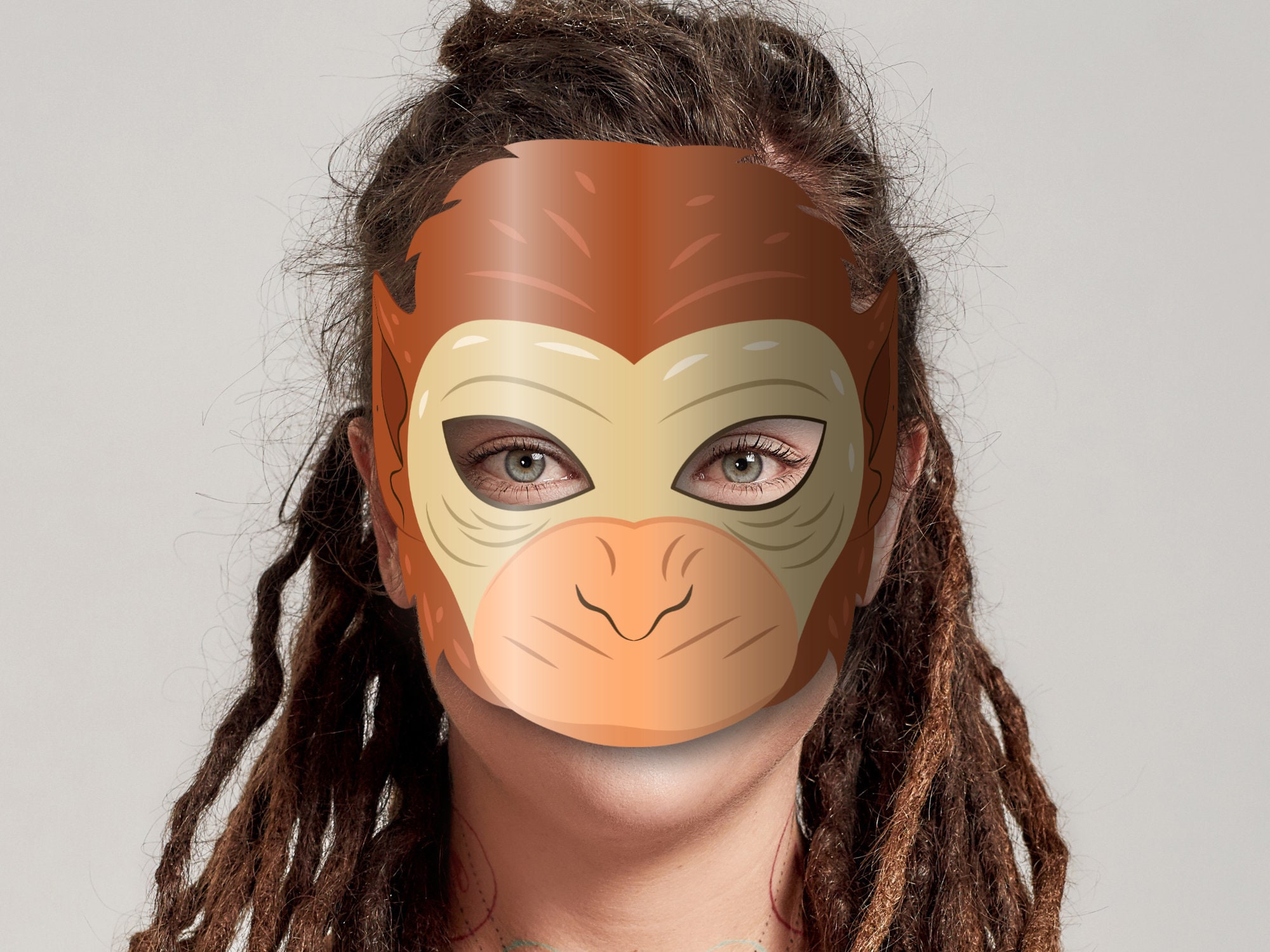 Monkey Mask Printable, Paper DIY for Kids and Adults. PDF Template ...