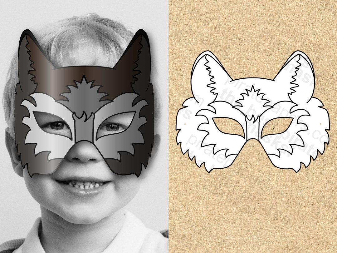 Wolf Masks Printable Color Coloring Paper DIY for Kids and - Etsy