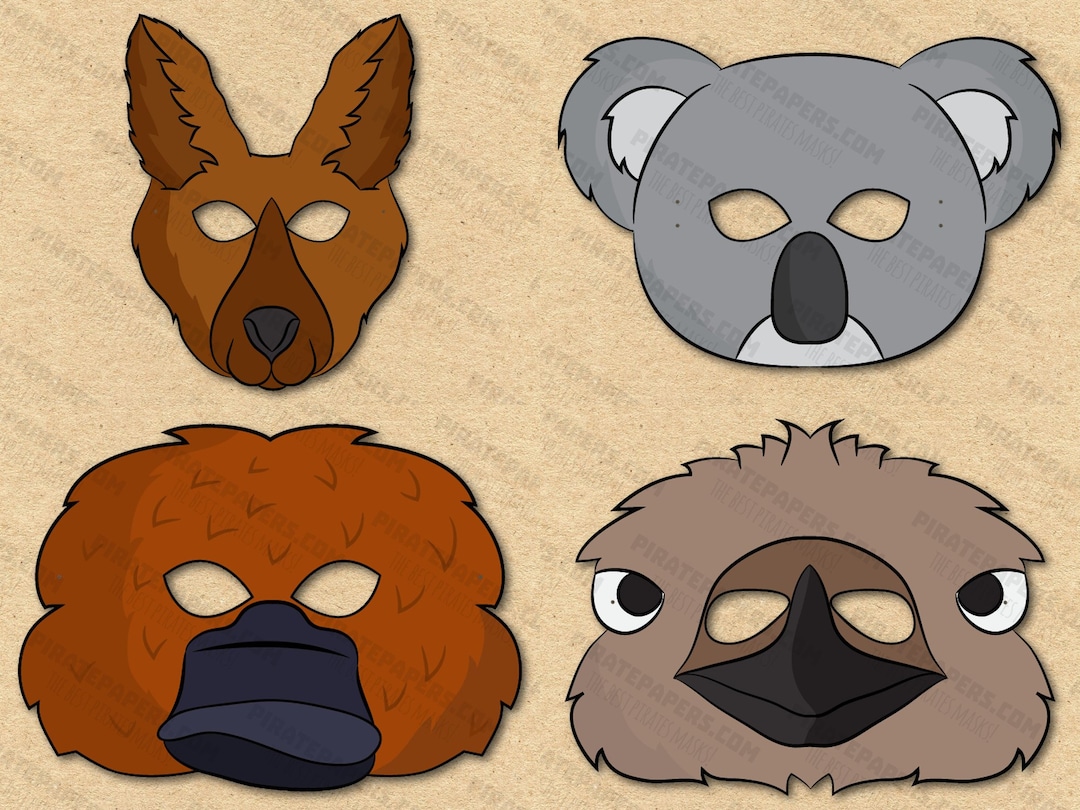 Australian Animals Masks Printable, Kangaroo, Koala, Platypus, Emu ...
