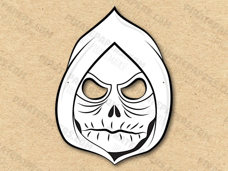 Scary Masks Printable Coloring, Creepy, Skull, Demon, Grim Reaper ...