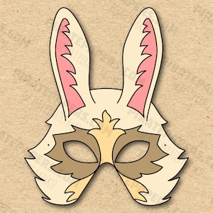 Bunny Masks Printable Color + Coloring, Paper DIY for Kids and Adults ...