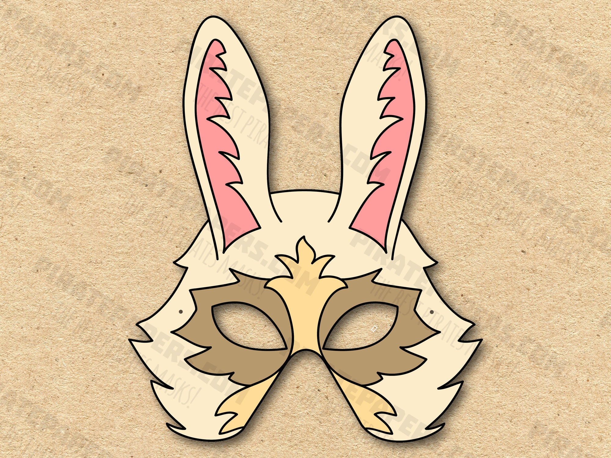 Bunny Mask Printable, Paper DIY for Kids and Adults. PDF Template ...