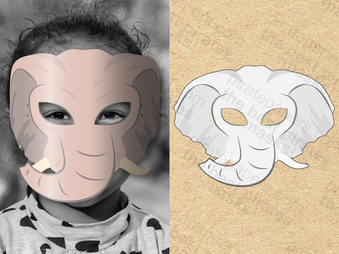 Elephant Masks Printable Color Coloring Paper DIY for Kids - Etsy