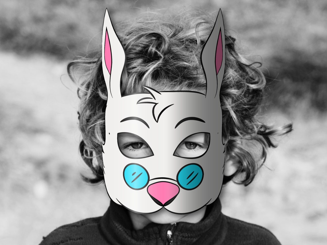 White Rabbit Mask Printable alice in Wonderland Paper DIY - Etsy